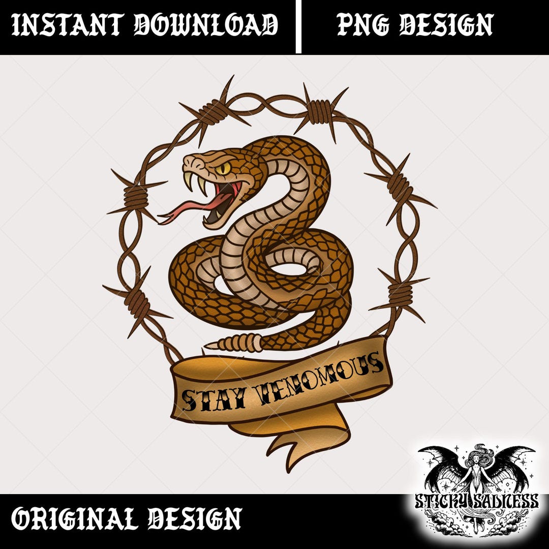 Stay Venomous Snake PNG, Rattlesnake Tattoo Flash Clipart, Reptile ...