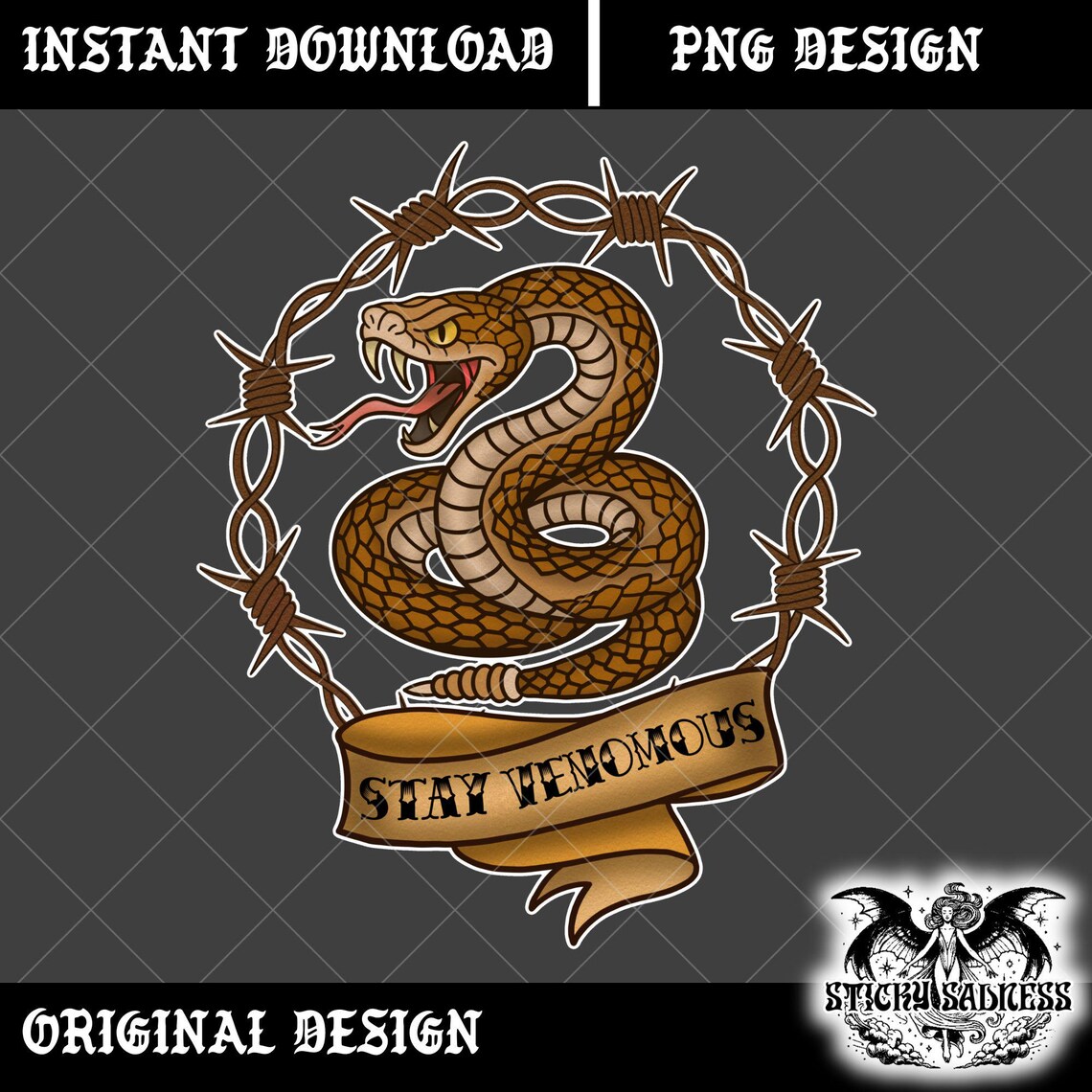Stay Venomous Snake PNG, Rattlesnake Tattoo Flash Clipart, Reptile ...