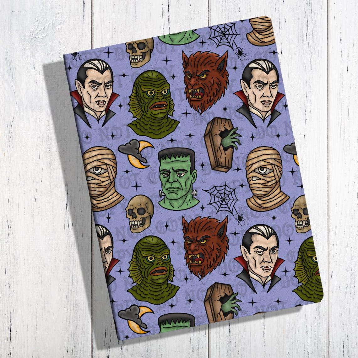 Purple Midnight Monsters Seamless Pattern, Vintage Horror Movie Tattoo ...