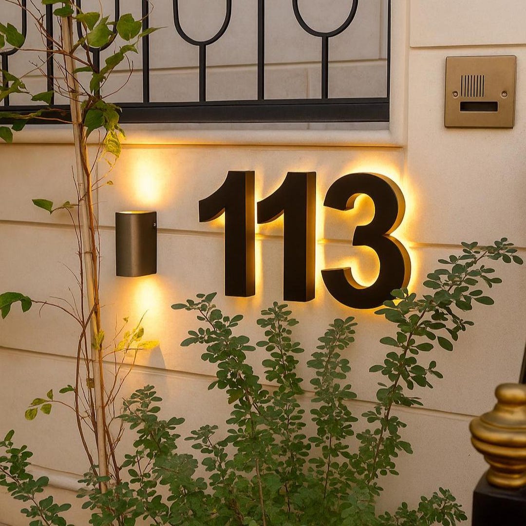 Backlit Sign, House Number Sign, Custom Address Sign, LED Metal Letters ...