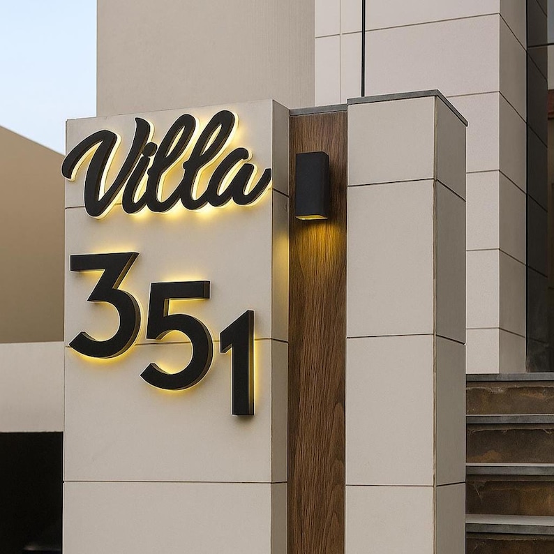 House Name Sign, Backlit Number Sign, Custom Address Sign, Light up ...