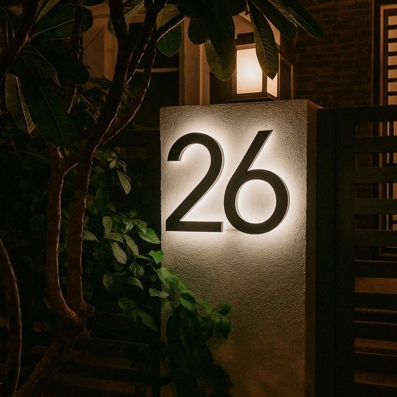 Backlit Sign, House Number Sign, Custom Address Sign, LED Metal Letters ...