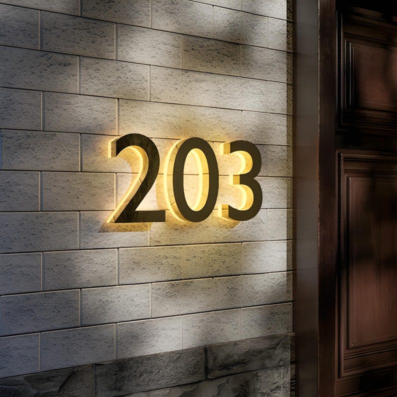 Backlit Number Sign, House Number Plaque, Custom Address Sign, LED ...