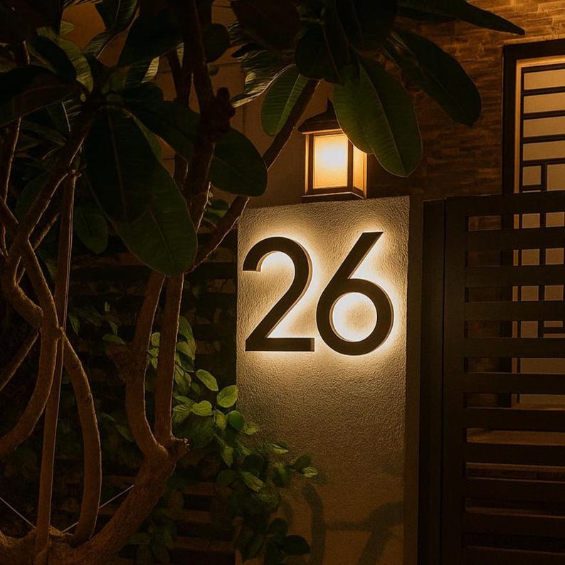 Backlit Sign, House Number Sign, Custom Address Sign, LED Metal Letters ...