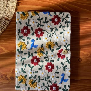 Embroidered Floral Journal – Cotton Fabric Notebook, Flower Journals 6 ...