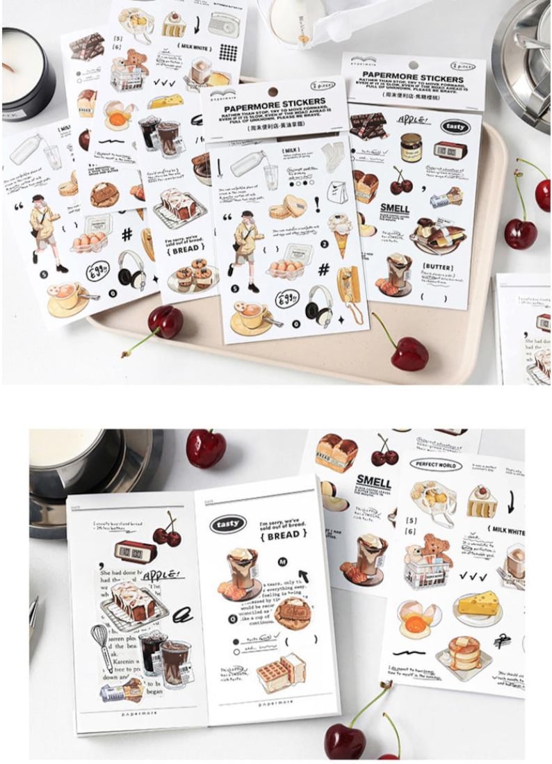 Cute Daily Life Illustration Sticker Sheets, Shopping Stickers- Food ...