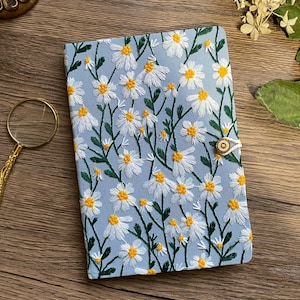 Embroidered Floral Journal – Cotton Fabric Notebook, Flower Journals 6 ...