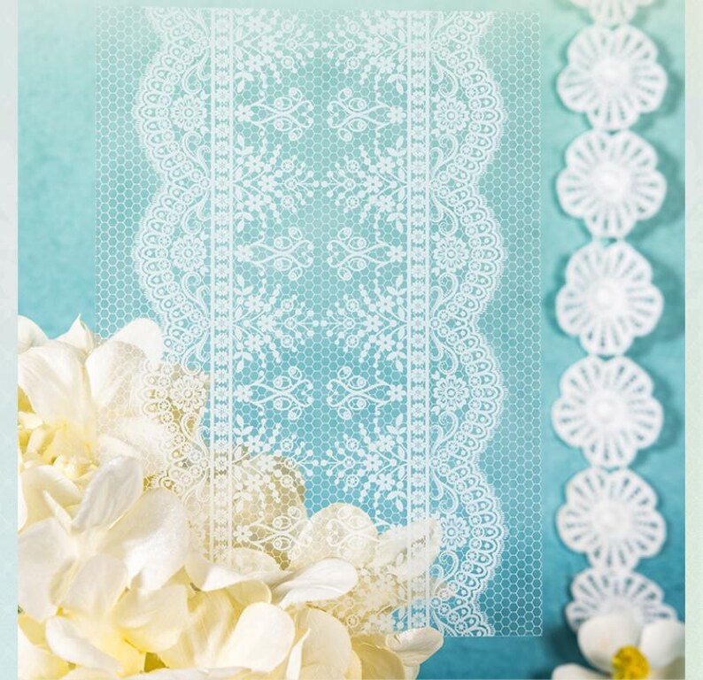 Vintage Lace Sticker & Fabric Lace Petal Set | PET Transparent Stickers ...