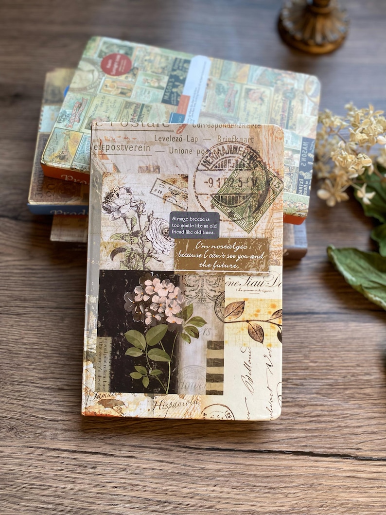 Vintage Collage Journal Notebook, A5 Thick Writing Notebook, 4 Cover ...