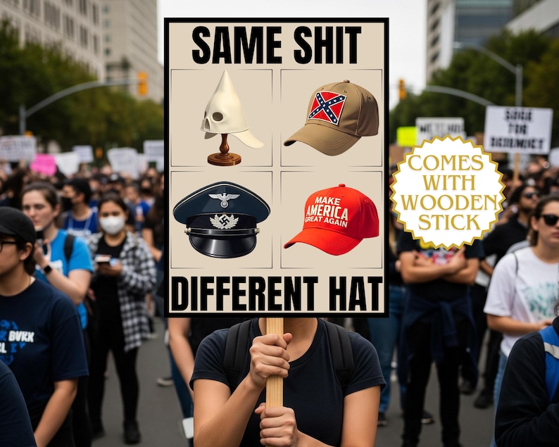 No Kings in America Protest Sign, Anti-trump, Different Hats, Democracy ...