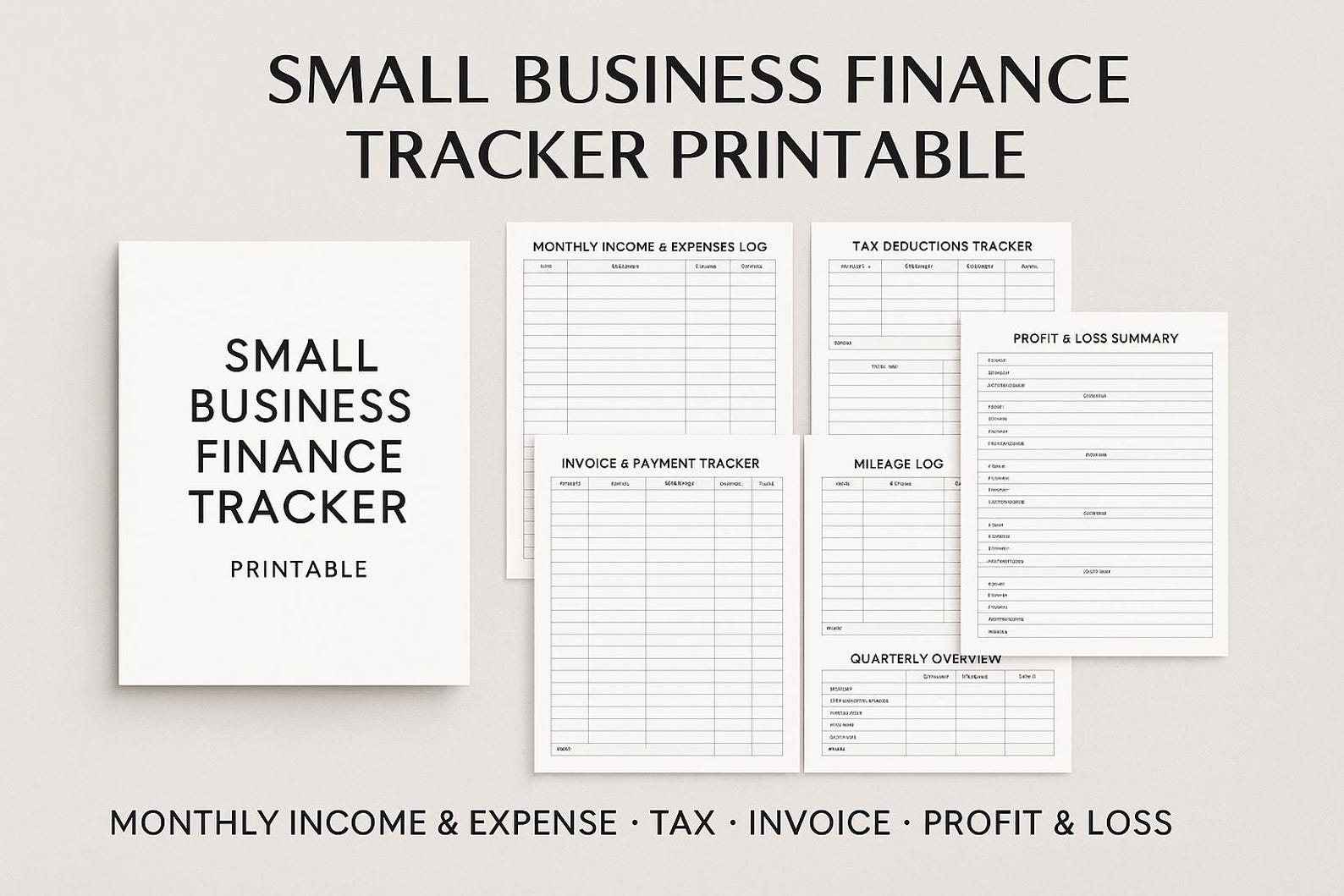 Small Business Finance Tracker Printable | Income Expense Sheet, Tax ...