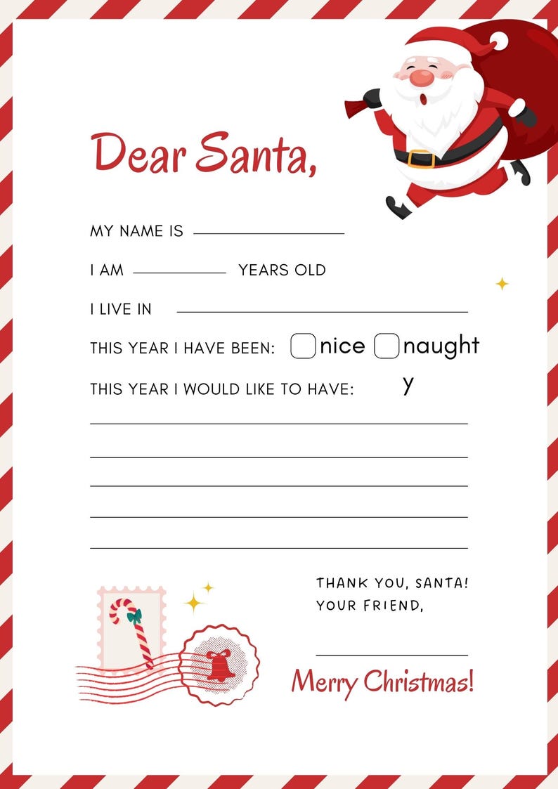 Letter to Santa | Dear Santa Letter for Christmas Activity | Printable ...