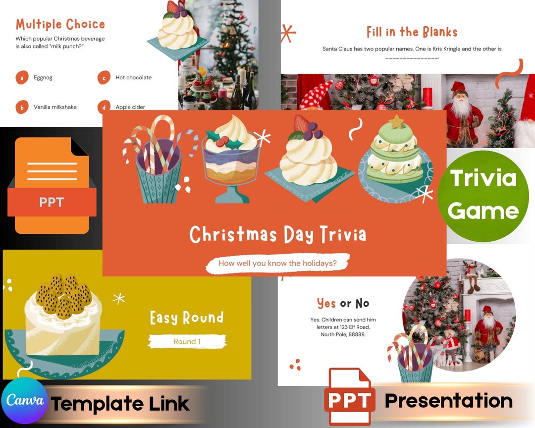 Christmas Trivia Game Powerpoint & Canva Template | Fun Holiday Party ...