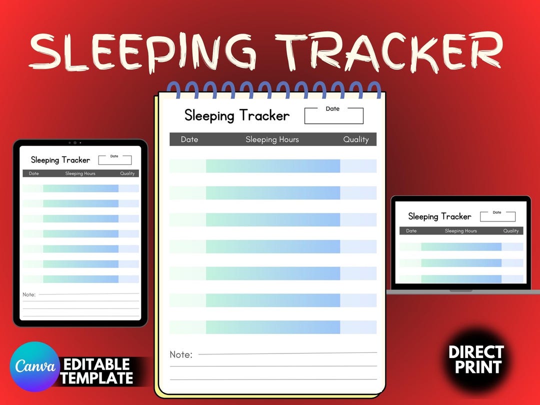 Sleep Tracker Printable & Editable Template, Daily Sleep Log PDF, Sleep ...