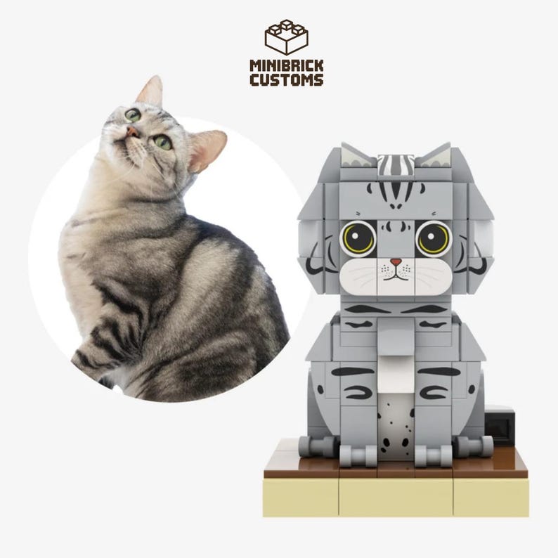 Custom Cat Mini Bricks Figure From Your Pet Photo – Personalized ...
