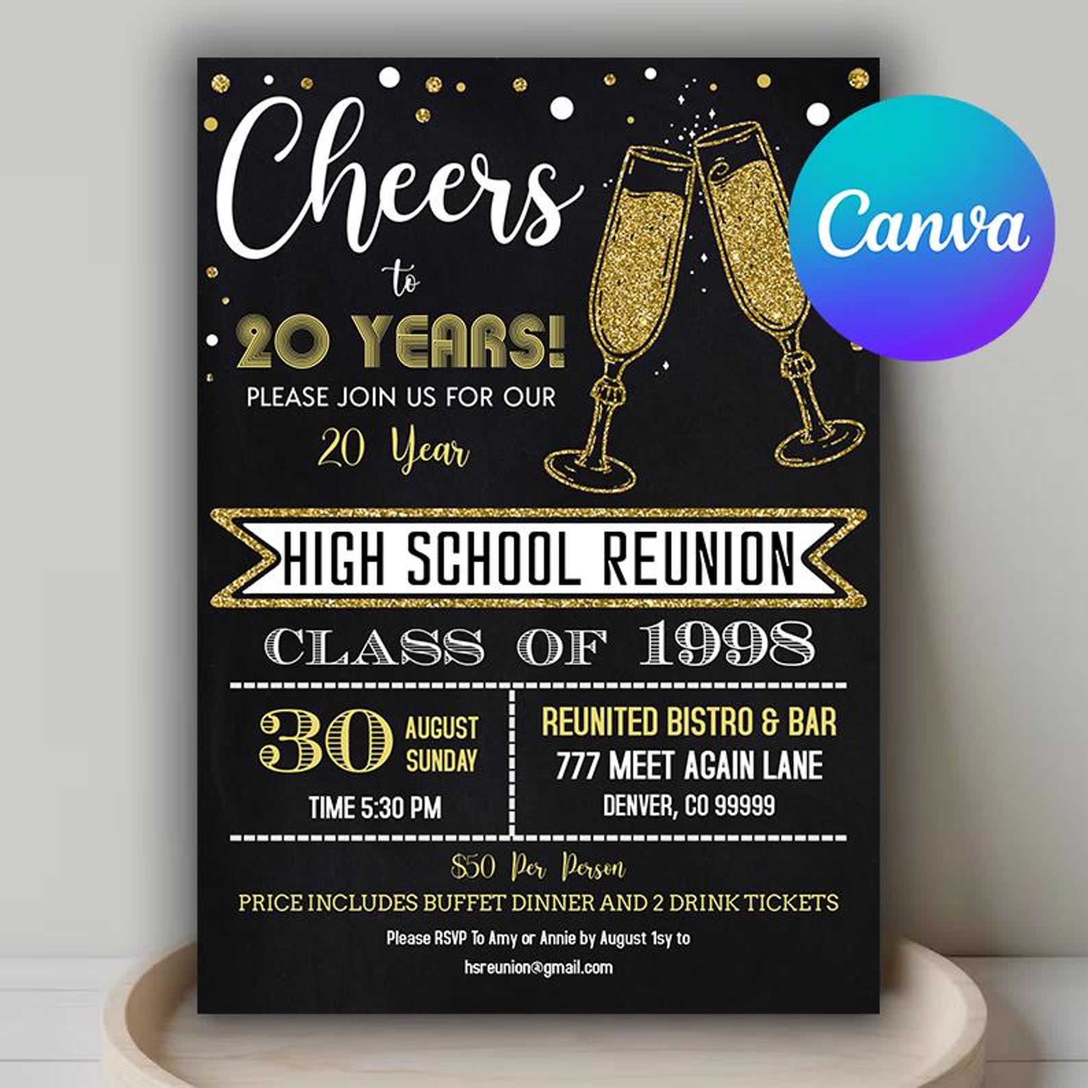 Editable Class Reunion Invitation, Template Any Year, College Reunion ...