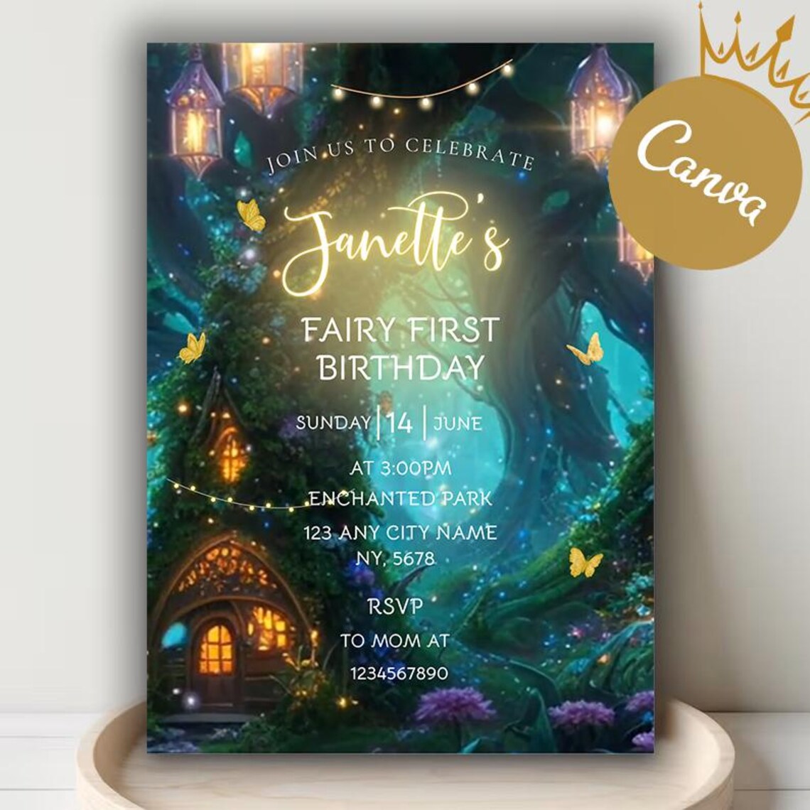 Editable Forest Fairy Birthday Invitation Template, Enchanted Green ...