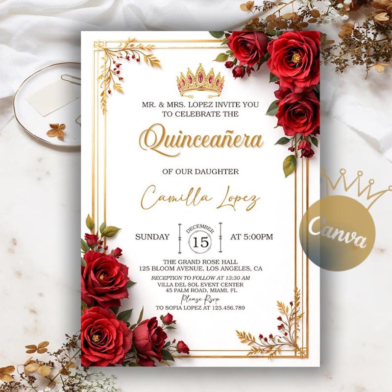 Red Florals Quince - Etsy