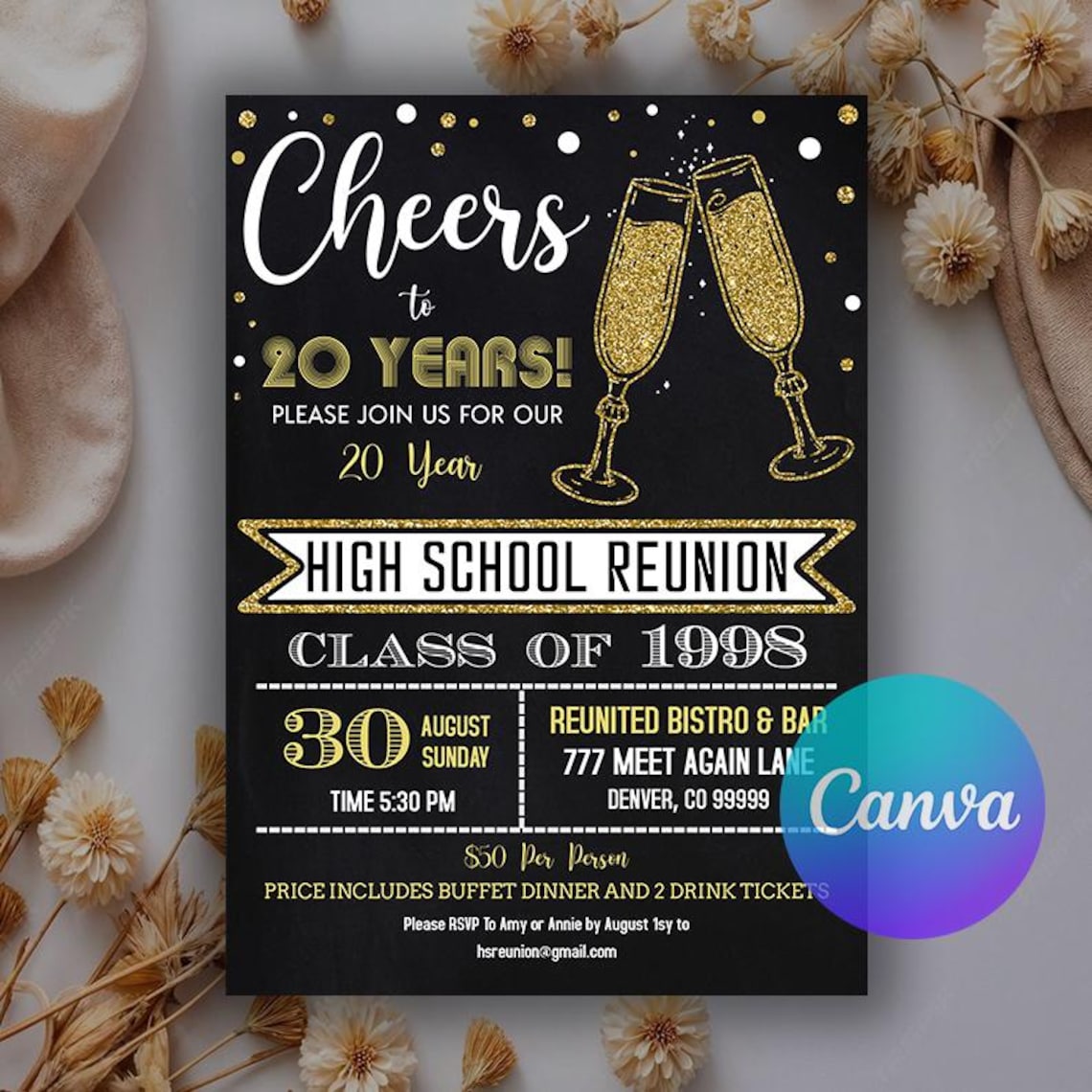 Editable Class Reunion Invitation, Template Any Year, College Reunion ...