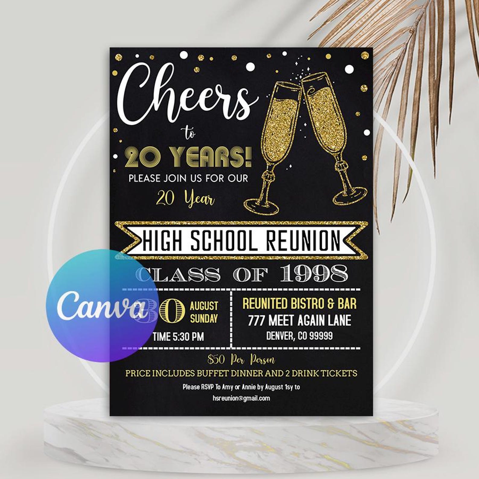 Editable Class Reunion Invitation, Template Any Year, College Reunion ...