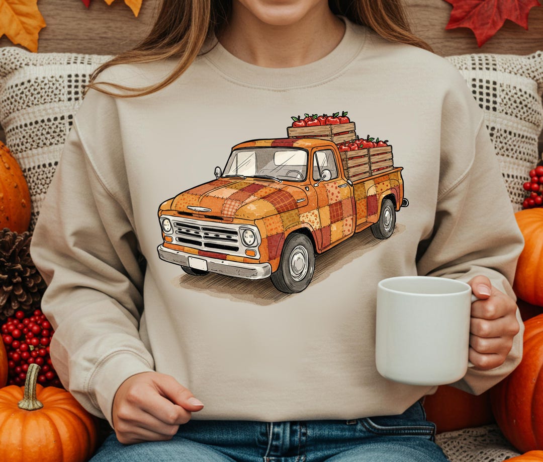 Apple Picking Truck PNG | Fall Orchard Patchwork Vintage Red Pickup ...