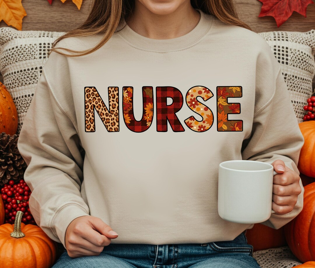 Fall Nurse PNG – Autumn Patchwork Sublimation Design for Nurses ...
