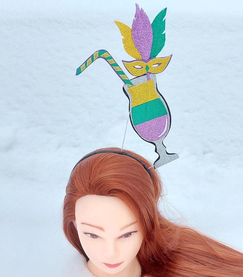 Mardi Gras Crown Headband, Glitter Cocktail Tiara, Feather Mask ...