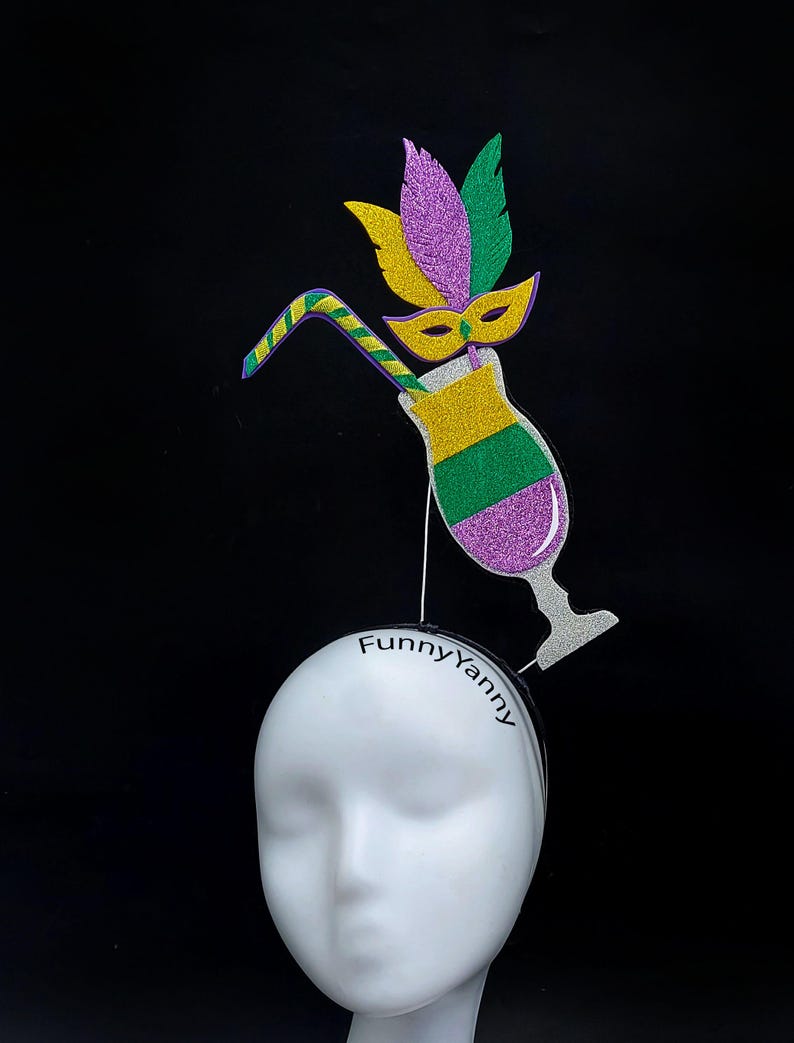 Mardi Gras Crown Headband, Glitter Cocktail Tiara, Feather Mask ...