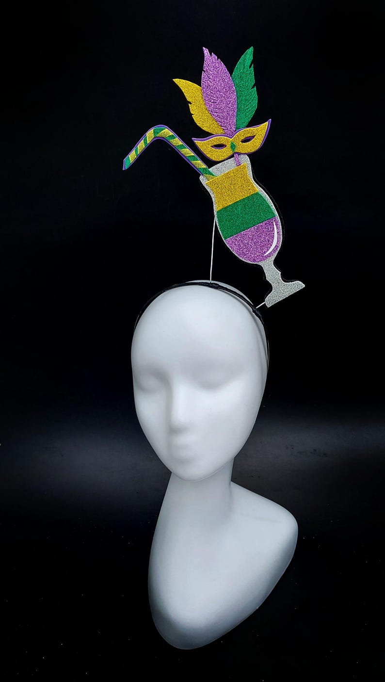 Mardi Gras Crown Headband, Glitter Cocktail Tiara, Feather Mask ...