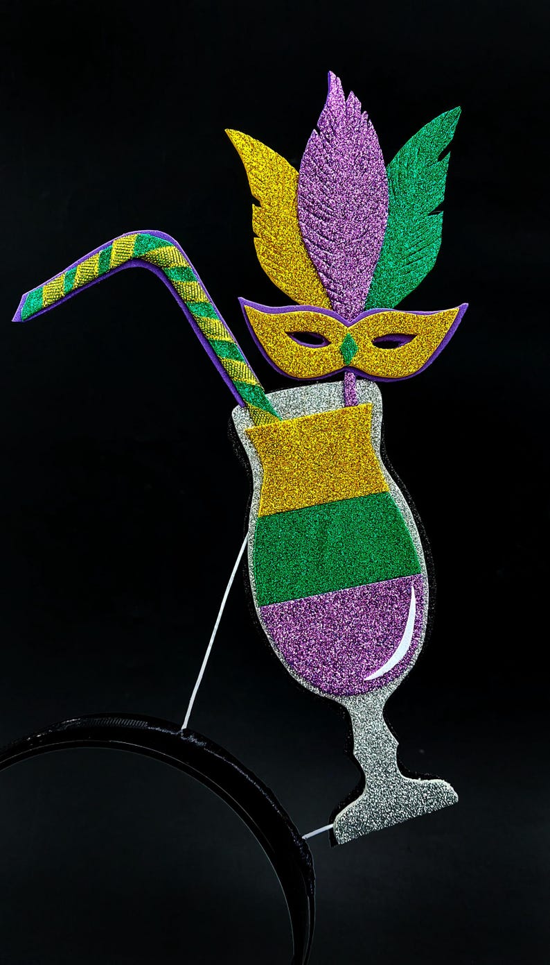 Mardi Gras Crown Headband, Glitter Cocktail Tiara, Feather Mask ...
