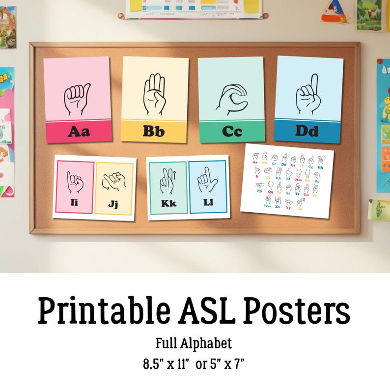 Printable ASL Alphabet Posters for Classroom - Etsy