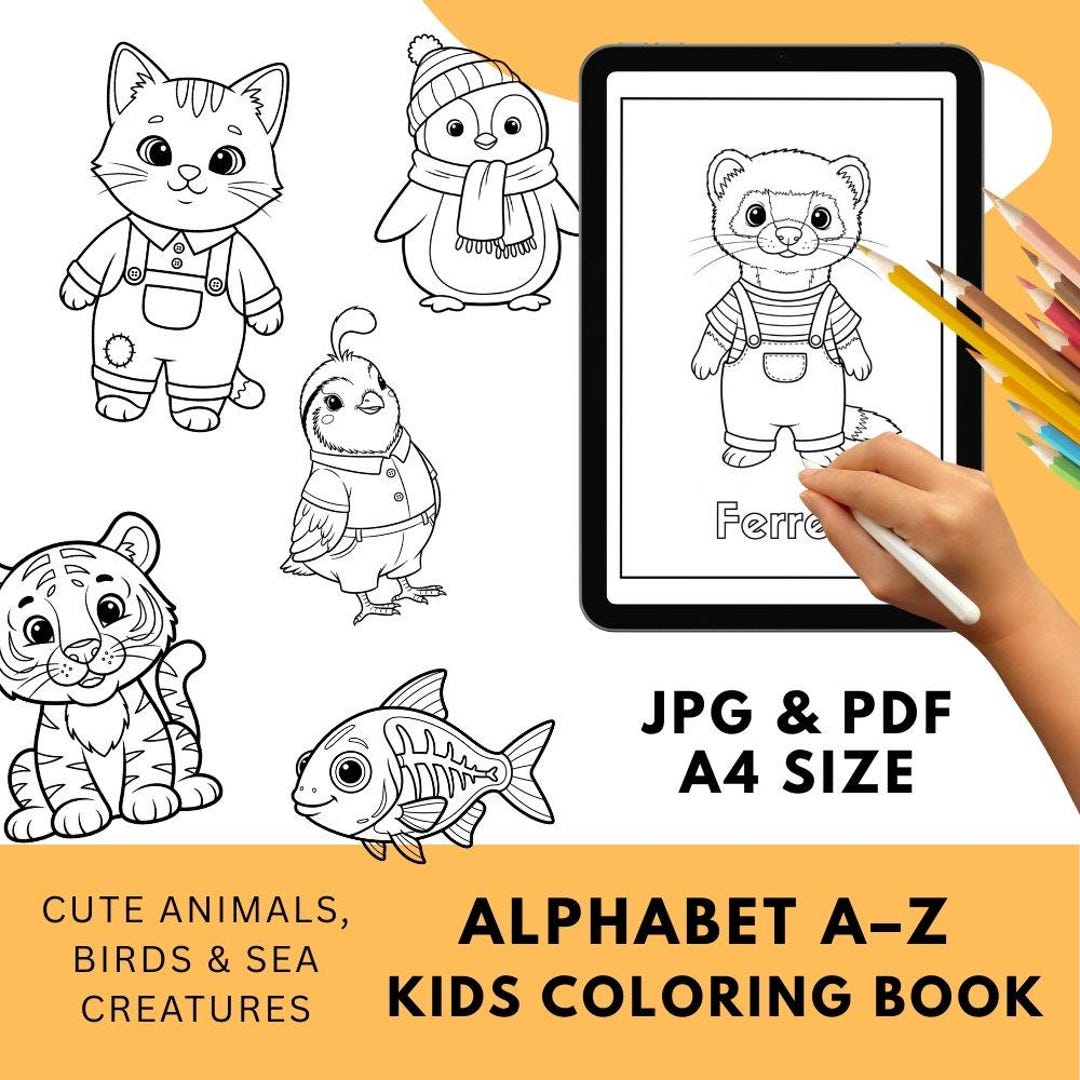 A-Z Animals Coloring Book: Alphabet Learning for Kids (PDF & JPG ...