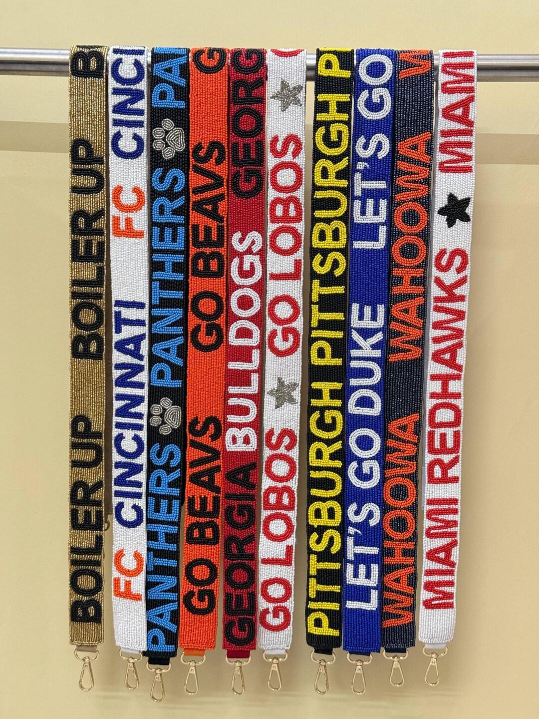 Handmade Beaded Straps. College , University Gamedays Straps With Clear ...
