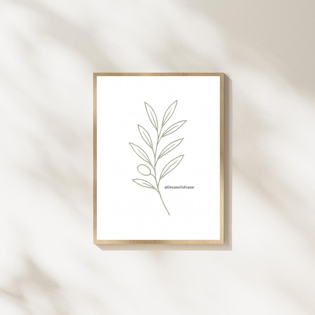 Olive Branch Printable Wall Art – Minimalist Botanical Line Drawing ...