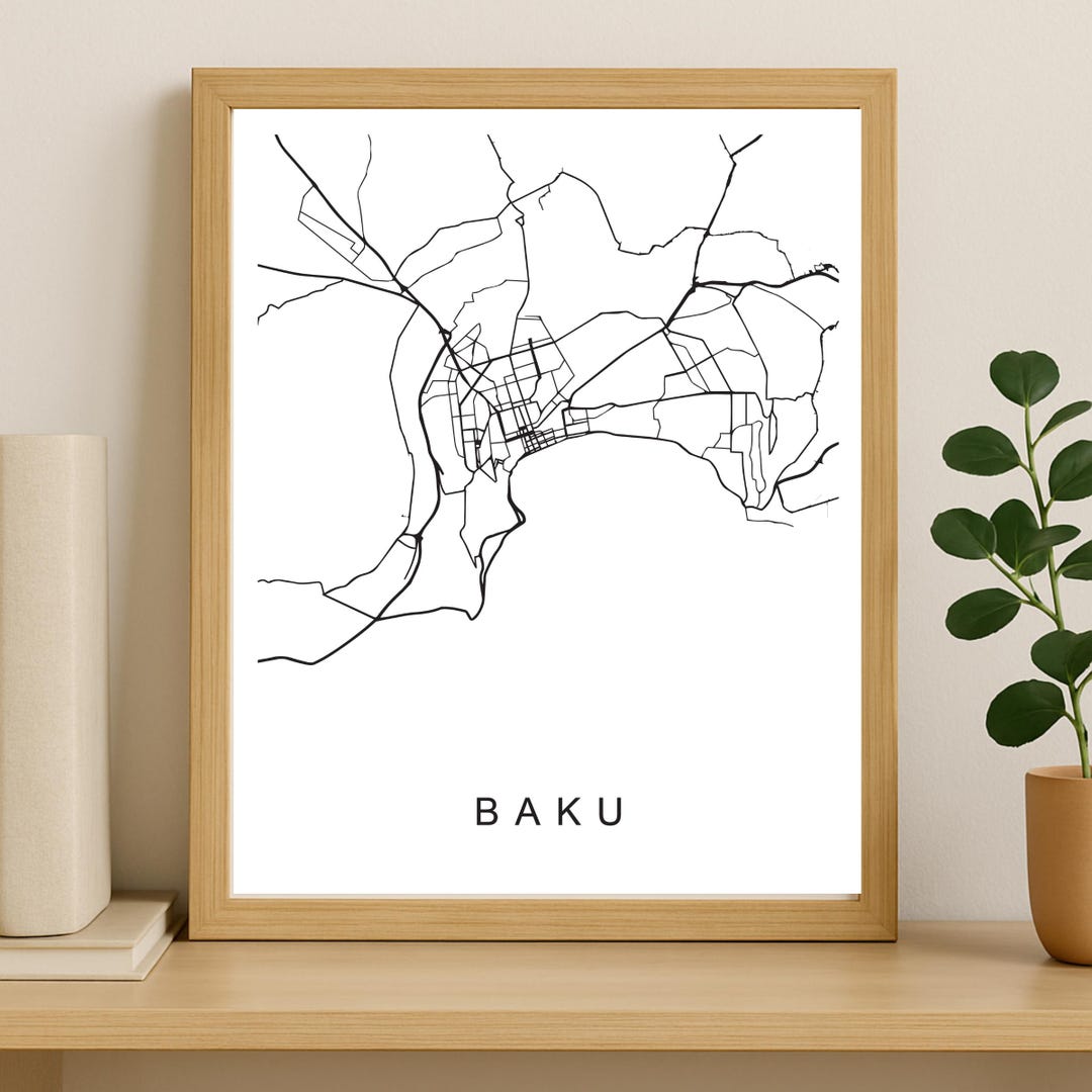 Baku City Map Print, Printable City Poster, Digital Download Map Art ...