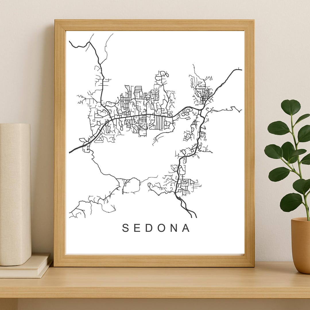 Sedona City Map Print, Printable City Poster, Digital Download Map Art ...