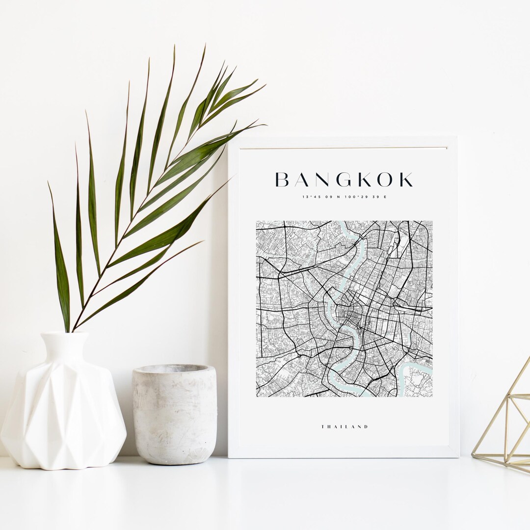 Bangkok Custom City Map Print, Printable City Poster, Digital Download ...