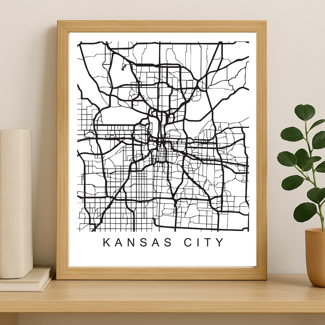 Kansas City Map Print, Printable City Poster, Digital Download Map Art ...