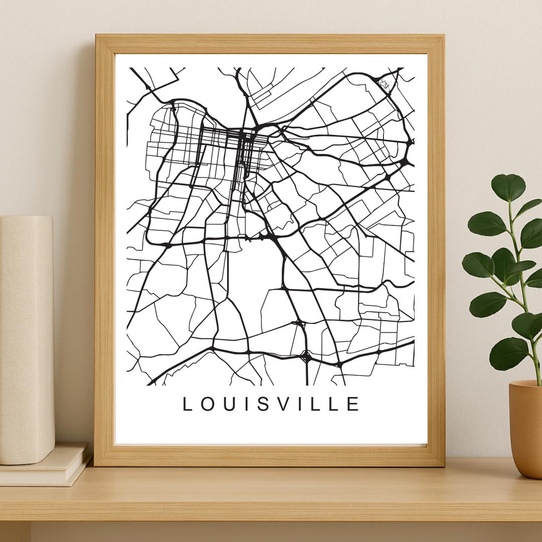 Louisville City Map Print, Printable City Poster, Digital Download Map ...