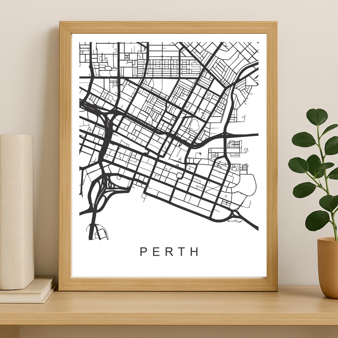 Perth City Map Print, Printable City Poster, Digital Download Map Art ...