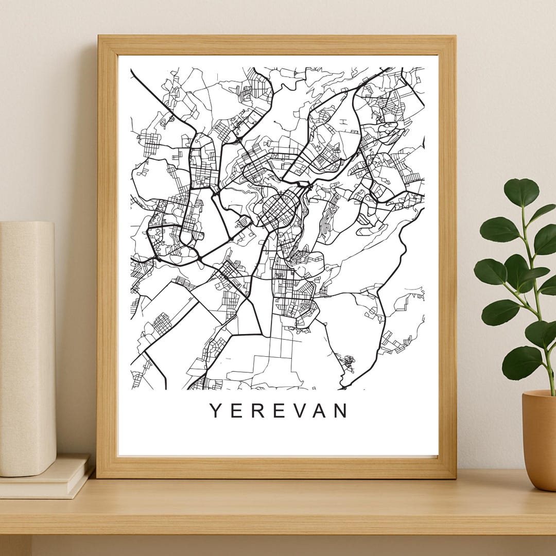 Yerevan City Map Print, Printable City Poster, Digital Download Map Art ...