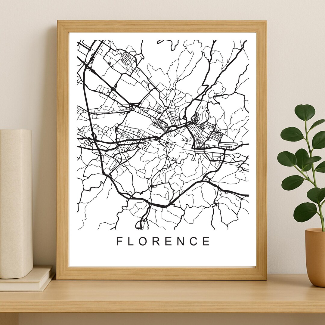 Florence City Map Print, Printable City Poster, Digital Download Map ...