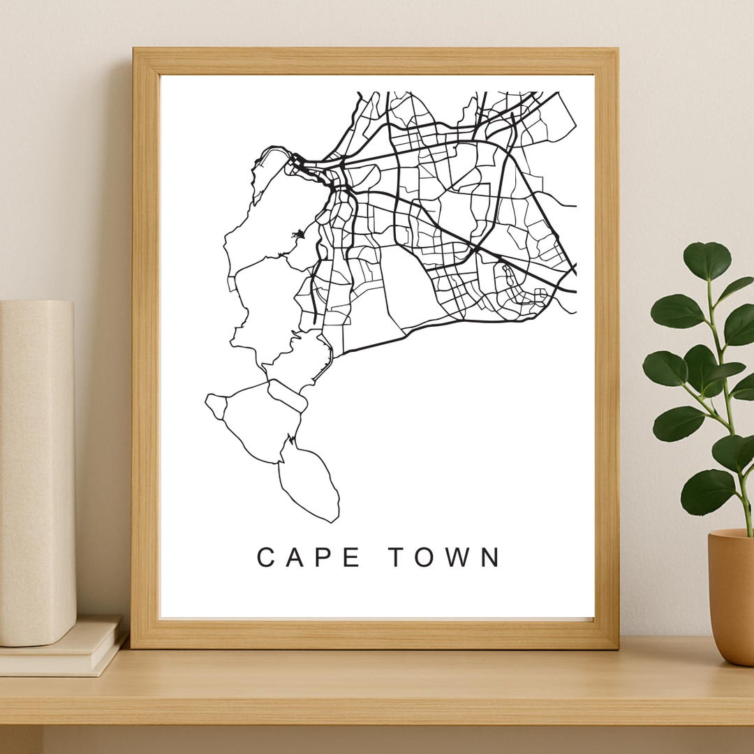 Cape Town City Map Print, Printable City Poster, Digital Download Map ...