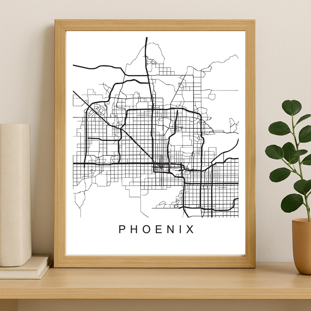 Phoenix City Map Print, Printable City Poster, Digital Download Map Art ...