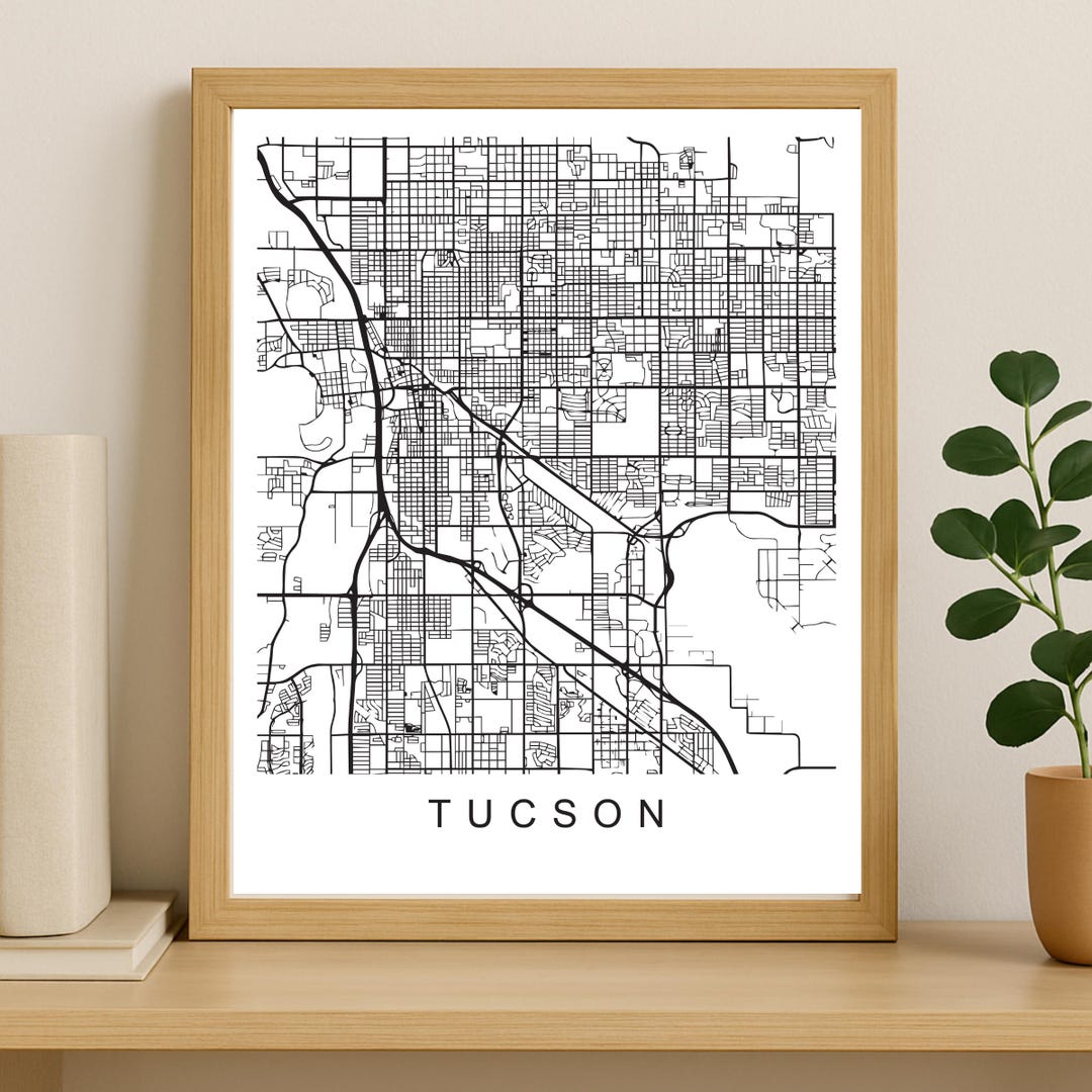 Tucson City Map Print, Printable City Poster, Digital Download Map Art ...