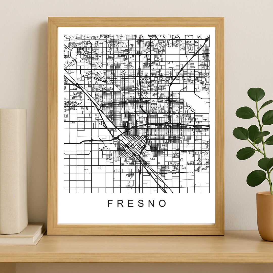 Fresno City Map Print, Printable City Poster, Digital Download Map Art ...