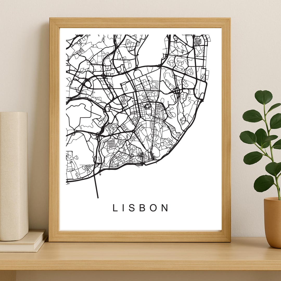 Lisbon City Map Print, Printable City Poster, Digital Download Map Art ...