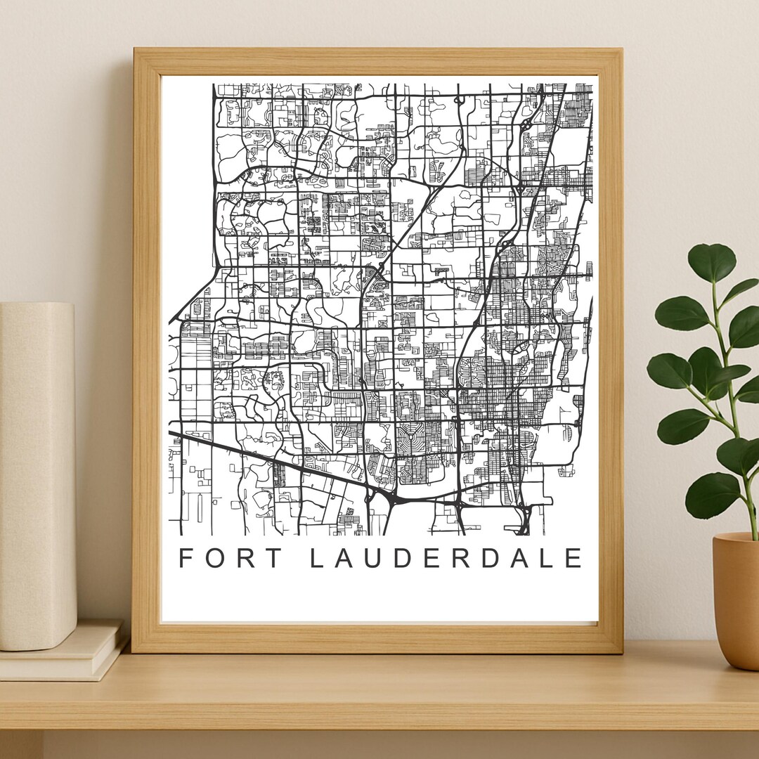 Fort Lauderdale City Map Print, Printable City Poster, Digital Download ...