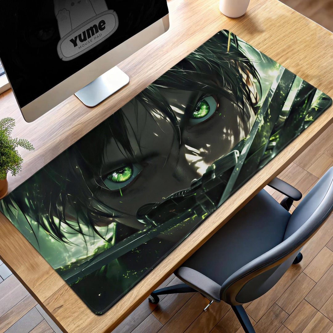 Eren Yeager Intense Stare Gaming Desk Mat, Attack on Titan Mouse Pad ...