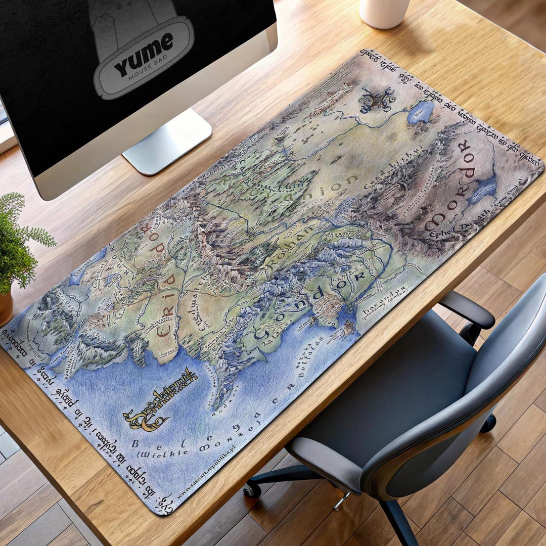 Lord of the Rings Middle-earth Map Mouse Pad, LOTR Desk Mat, Fantasy ...